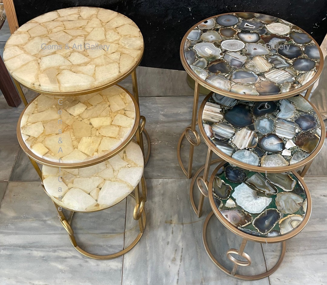Single Round Natural Agate Table Top | Dining Table Top | Coffee Table ...