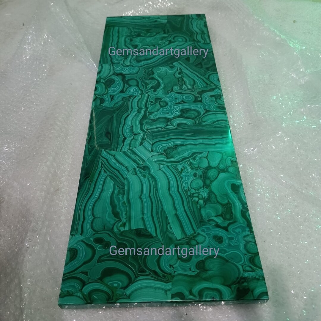 Handmade Malachite Table Top | Rectangular Stone Dining or Coffee Table ...