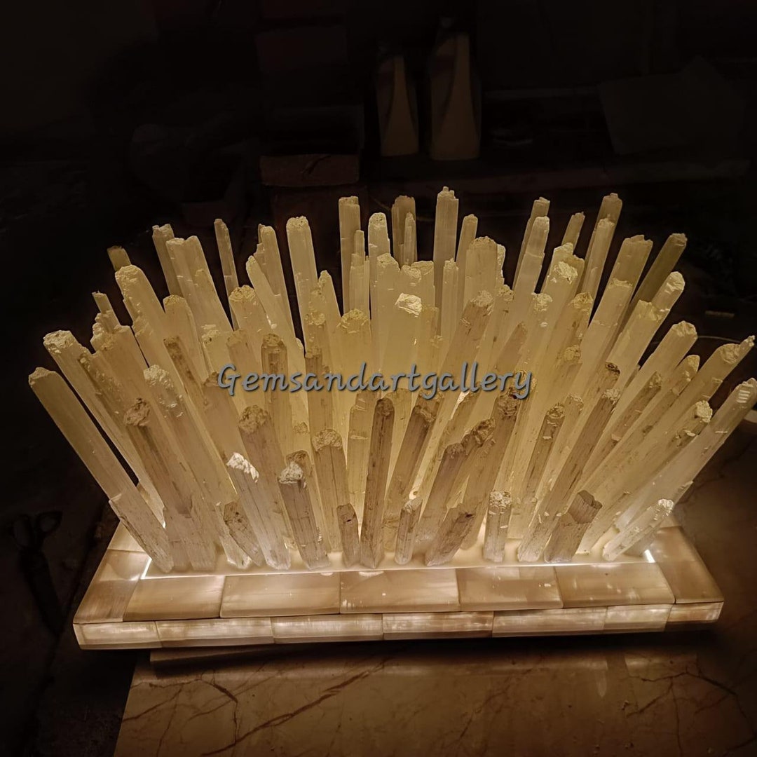 Selenite Fireplace Model With Lights / Home Decor / Luxury Decor ...