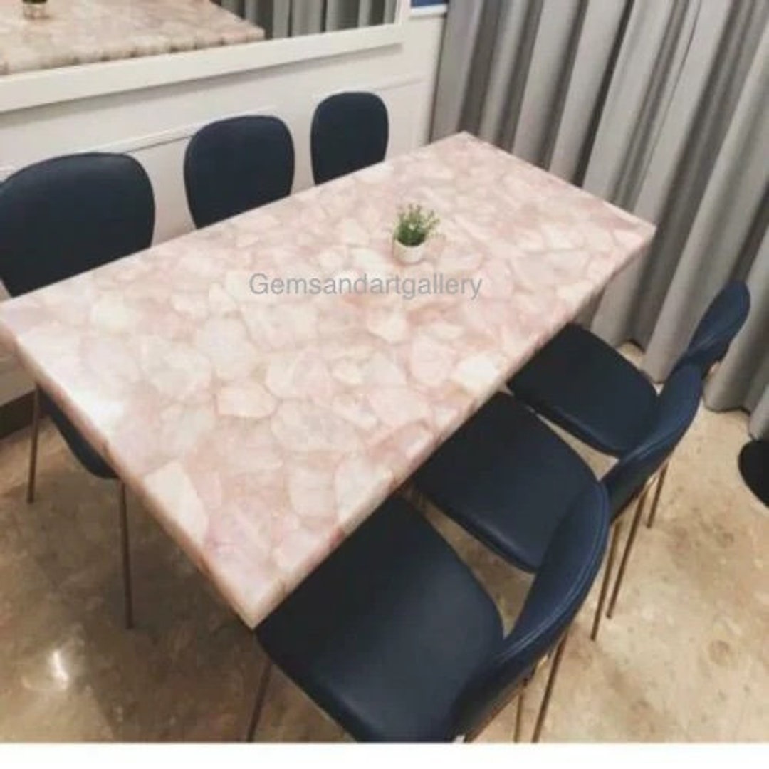 Rectangular Rose Quartz Table Top | Dining Table Top | Coffee Table Top ...