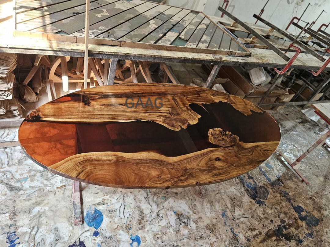 Clear Oval Epoxy Table Top With Acacia Wood | Dining | Coffee Table Top ...