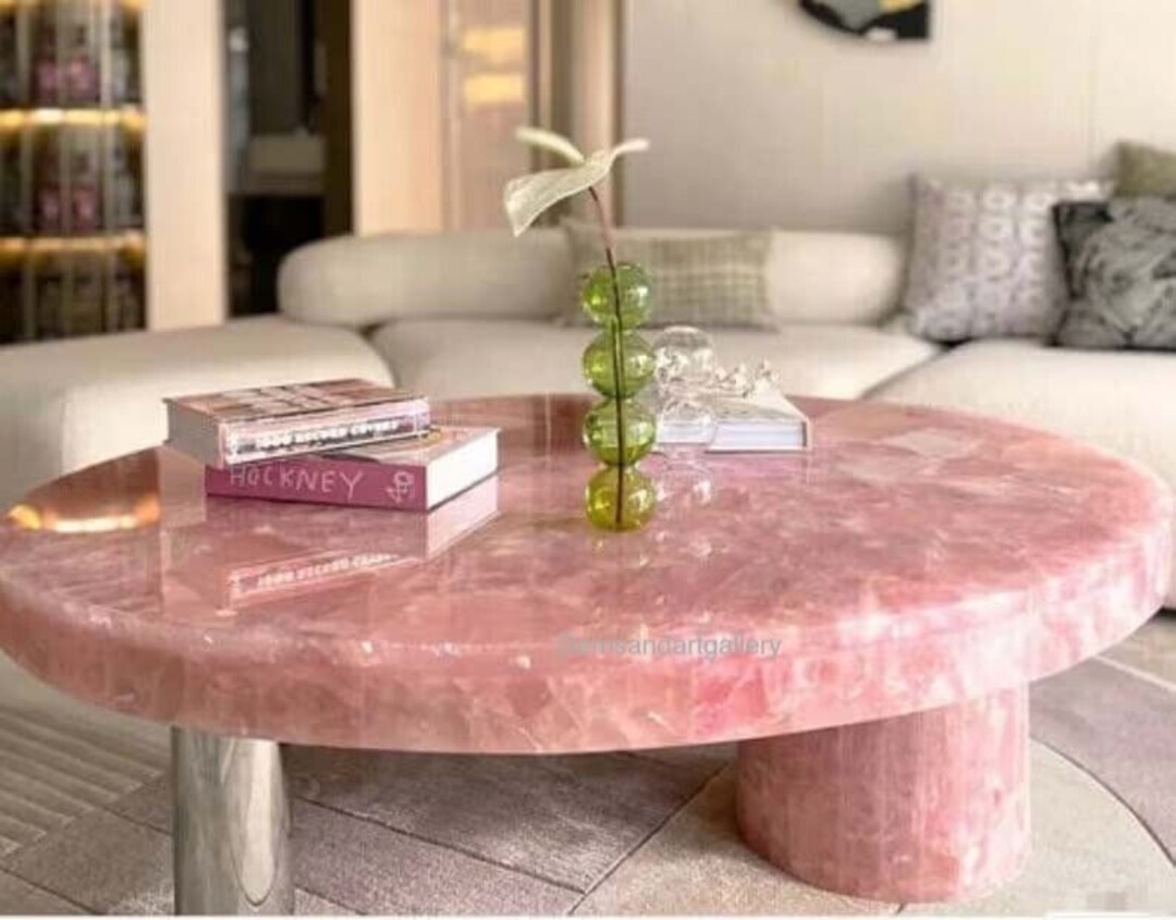 Round Rosequartz Table With Legs / Coffee Table / Dining Table ...