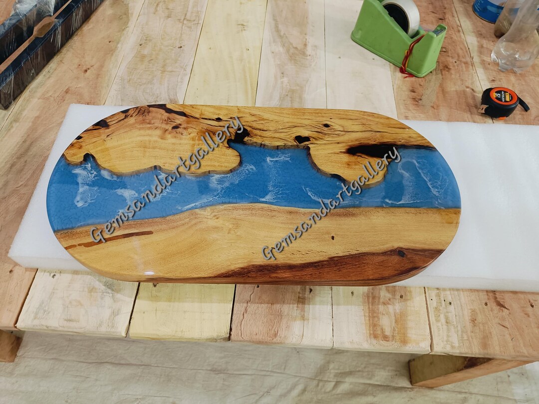 Oval Resin River Epoxy Table Top With Acacia Wood | Dining | Coffee ...