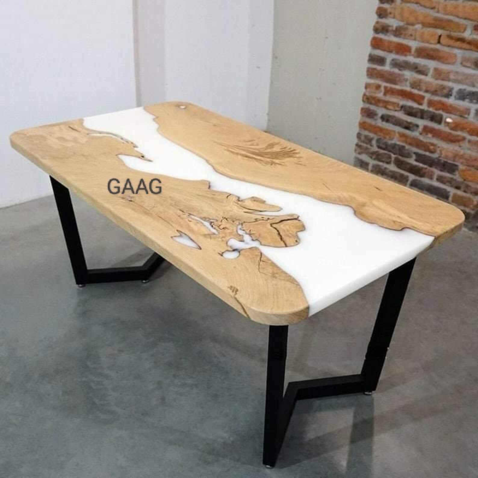 Star White Epoxy Table Top With Acacia Wood | Dining Table | Live Edge ...