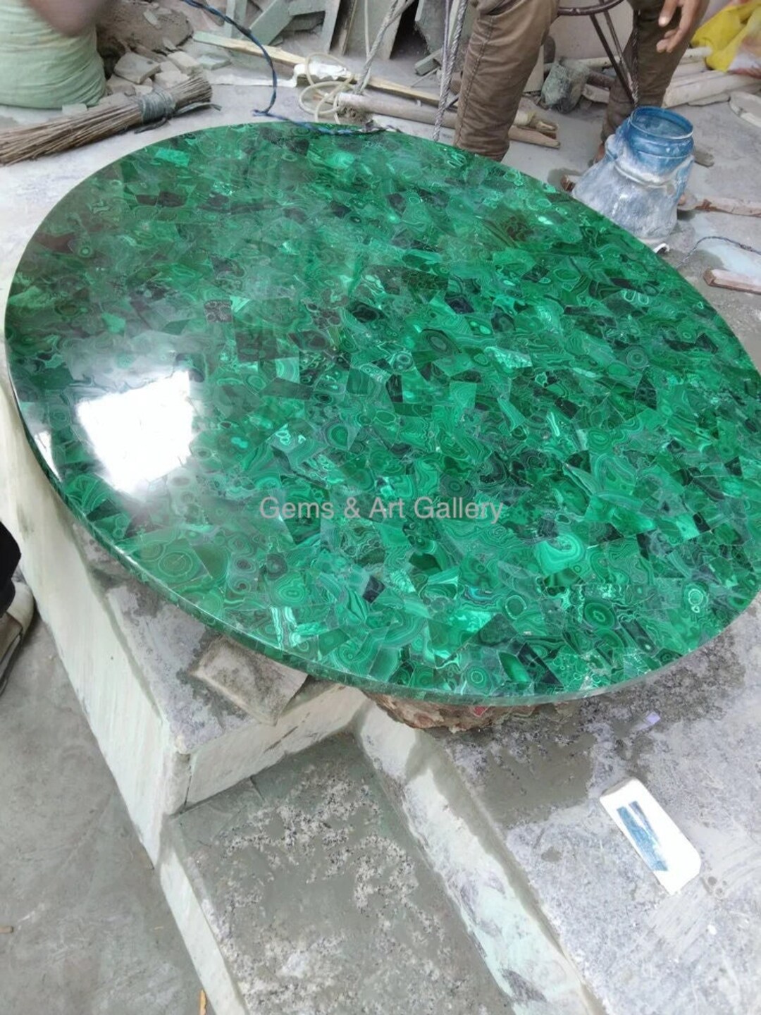 Natural Round Malachite Table Top | Dining Table Top | Coffee Table Top ...