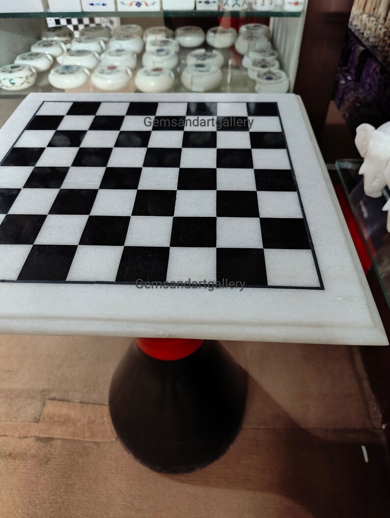 Handmade Square Marble Chess Board With Marble Chess Set | Inlay Art ...