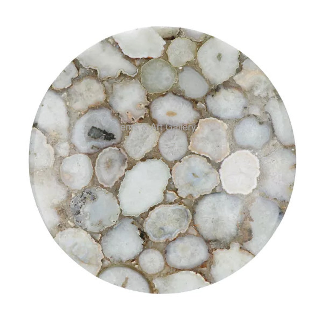 Round White Agate Table Top, Dining Table, Coffee Table, Resin Table ...