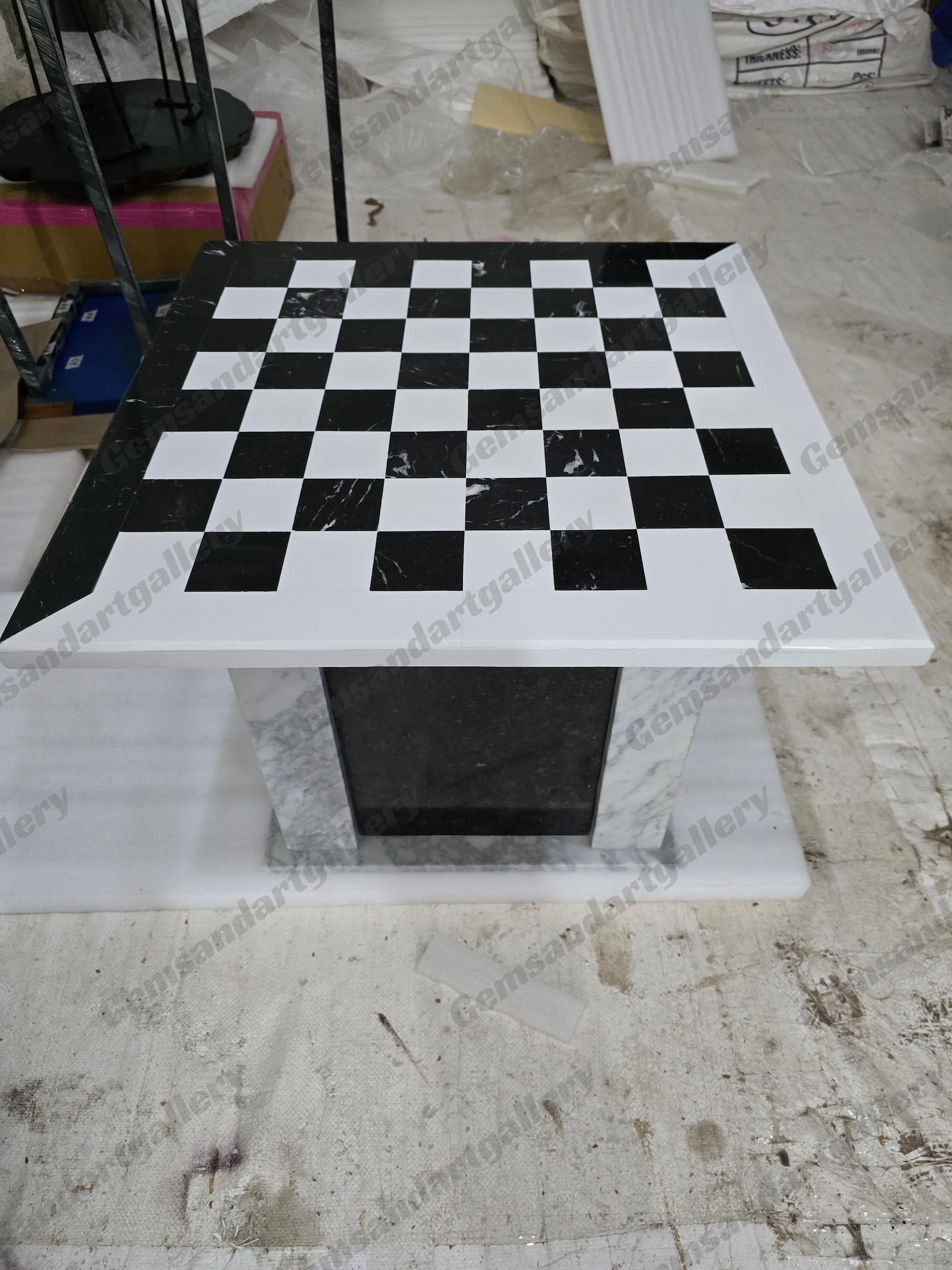 Handmade Square Marble Chess Board With Marble Set | Real Stone Inlay ...