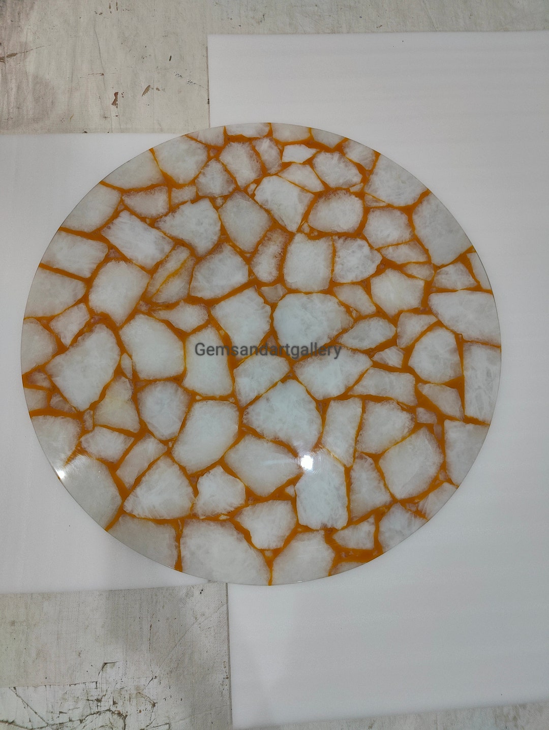 White Quartz Round Table Top | Dining Table Top | Coffee Table Top ...