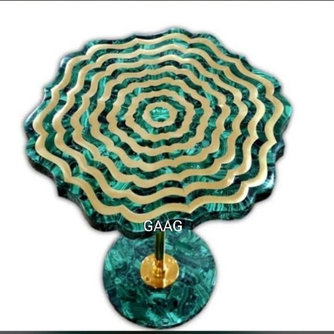 Flower Design Malachite Table Top With Legs | Coffee Table (size ...