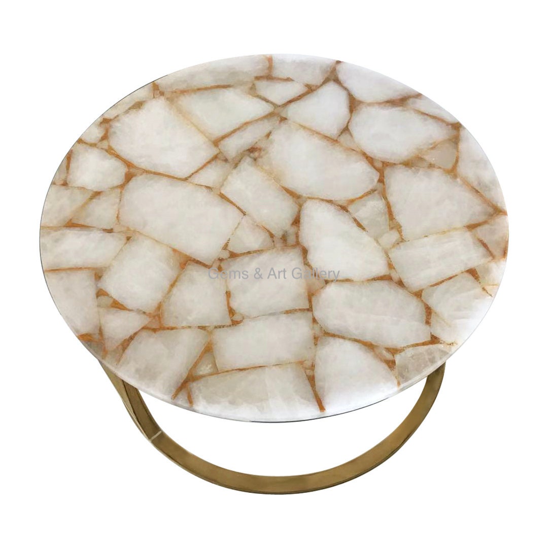 Round White Quartz Table Top | Dining Table Top | Coffee Table Top ...