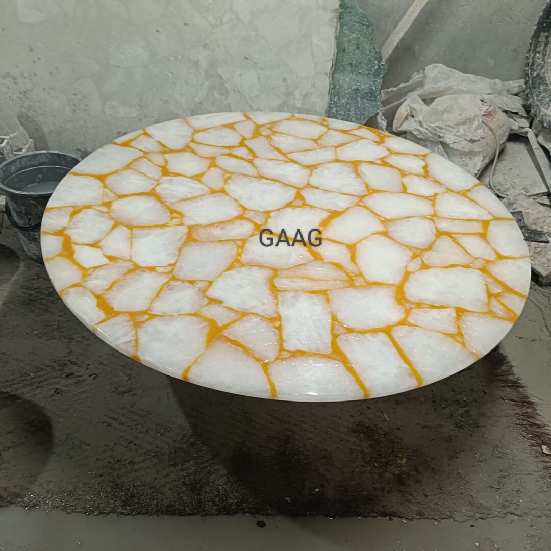 White Quartz Round Table Top | Dining Table Top | Coffee Table Top ...