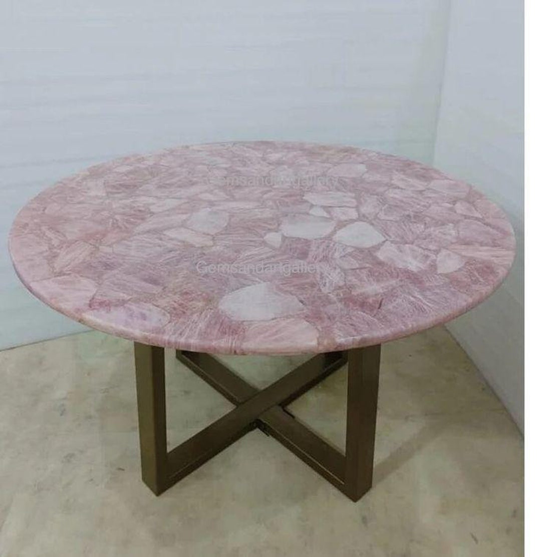 Rose Quartz Round Table Top | Dining Table Top | Coffee Table Top ...