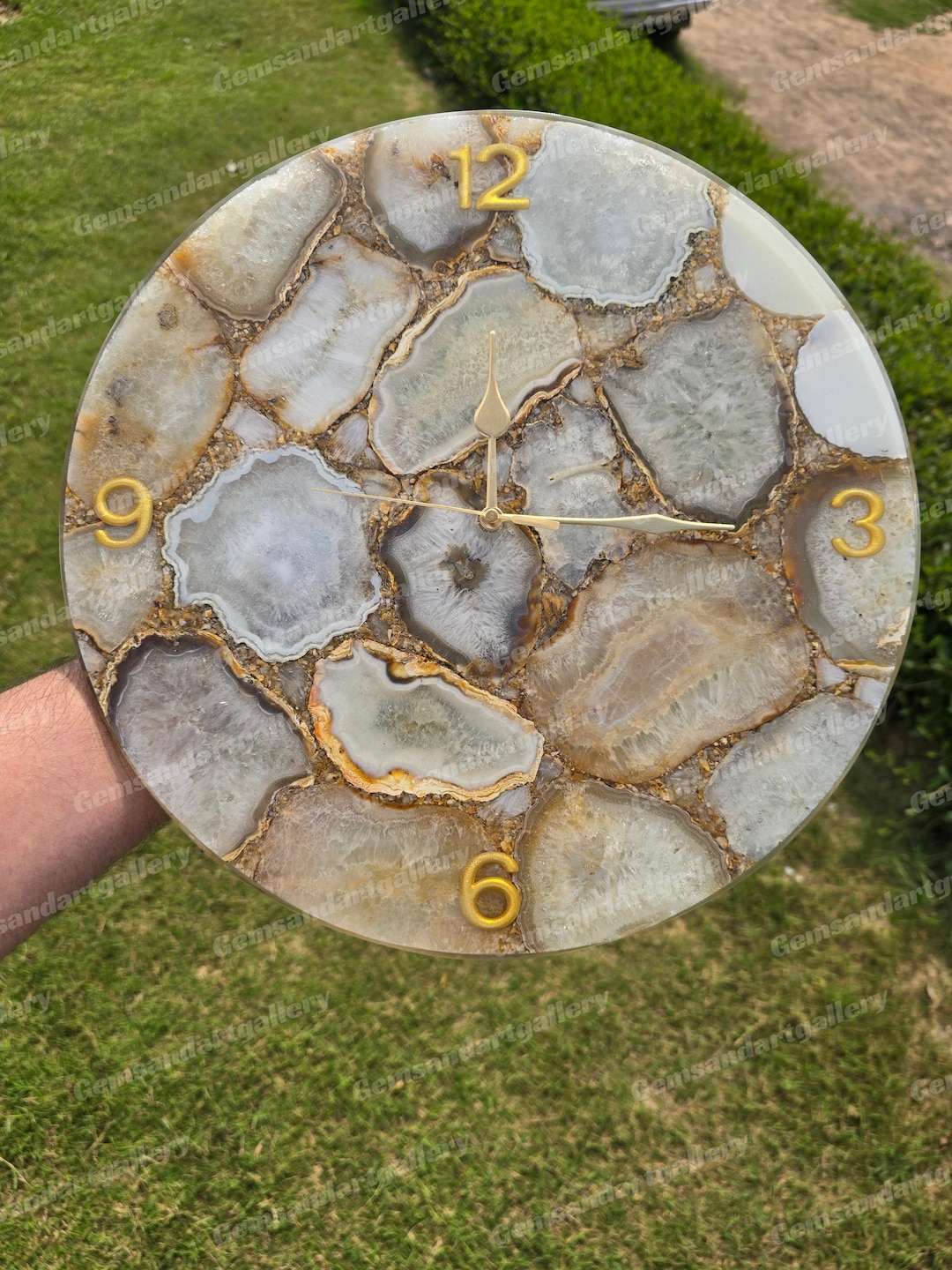 Natural Agate Wall Clock / Clock / Live Edge Clock / Resin River Clock ...