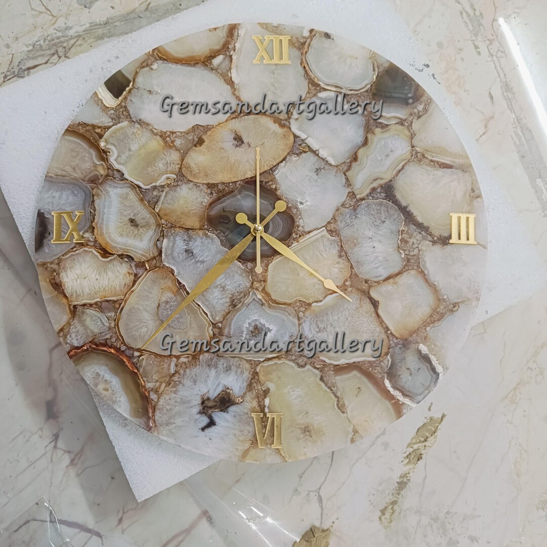 Agate Wall Clock / Clock / Live Edge Clock/ Resin River Clock ...