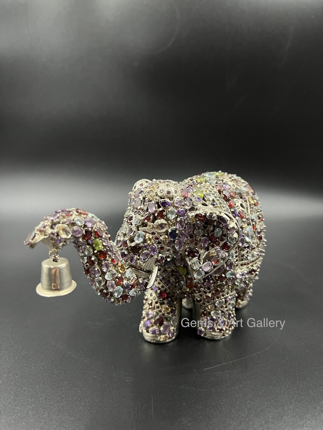 Real Silver Handmade Elephant With Bell Hung on the Trunk Made of Real ...