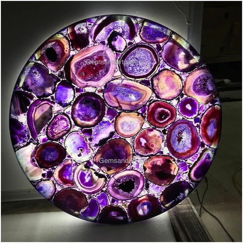 Purple Round Agate Table Top | Dining Table Top | Coffee Table Top ...