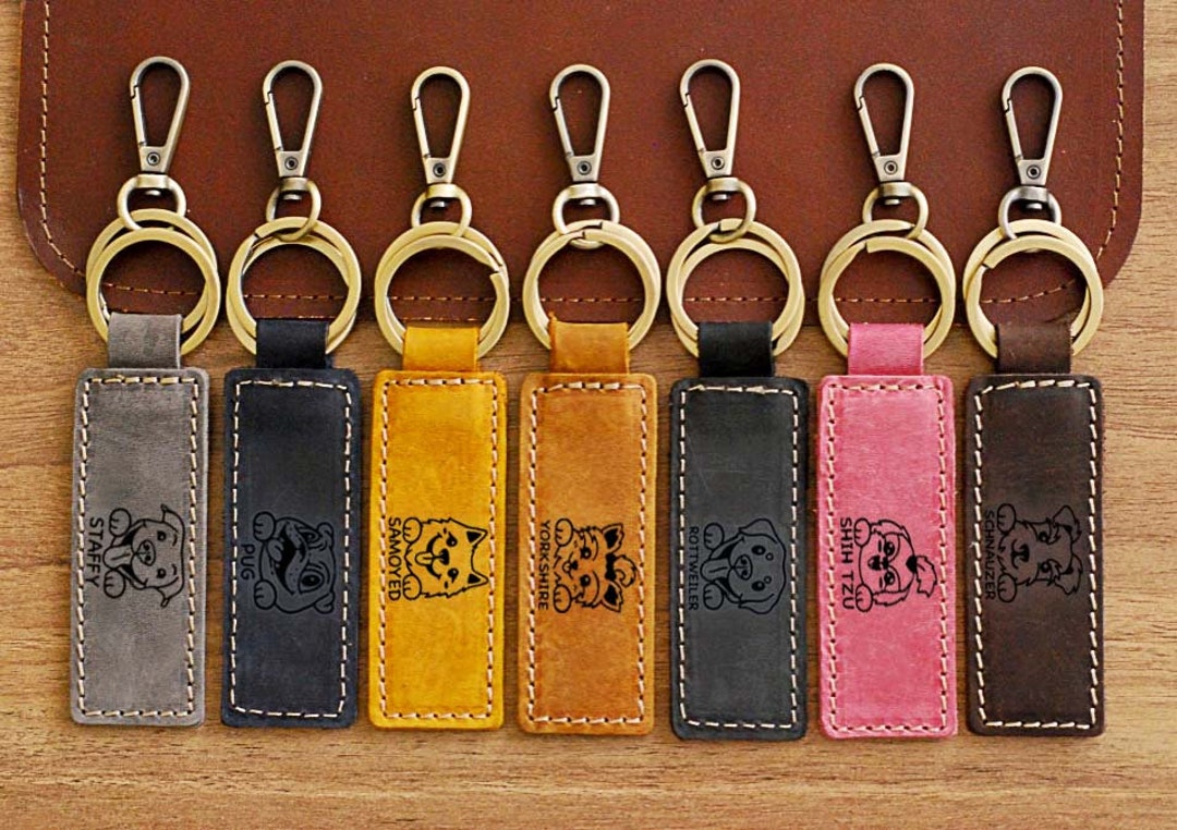 Dog Owner Gift, Leather Keychain, Custom Leather Keyring, Dog Lover ...