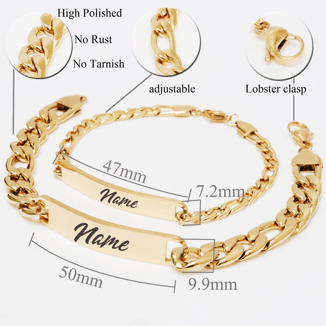 Engraved Cuban Link Bracelet, Personalized Name Bar, Stainless Steel - Etsy