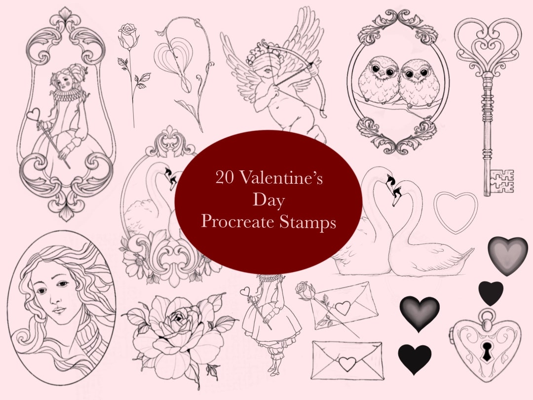 Valentine’s Day Procreate Brushes | 20 Elegant Valentine’s Day Themed ...