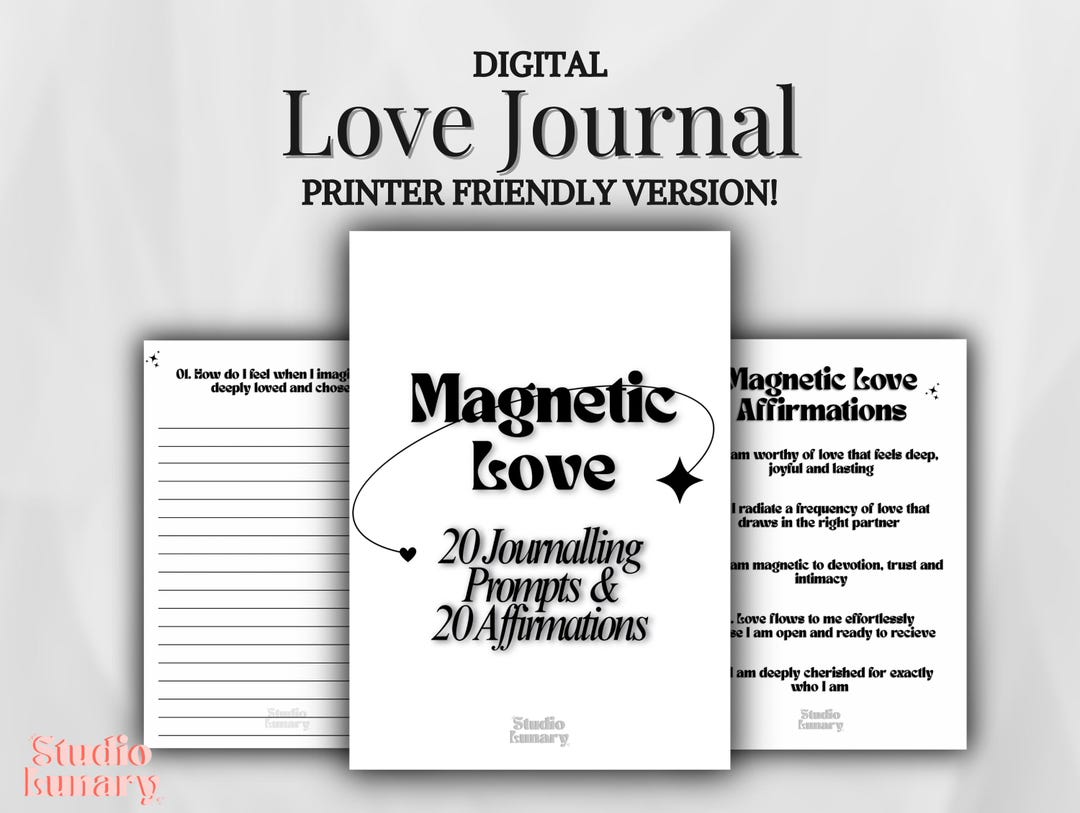 Printable Love Journal Prompts and Affirmations: Manifestation Pack ...