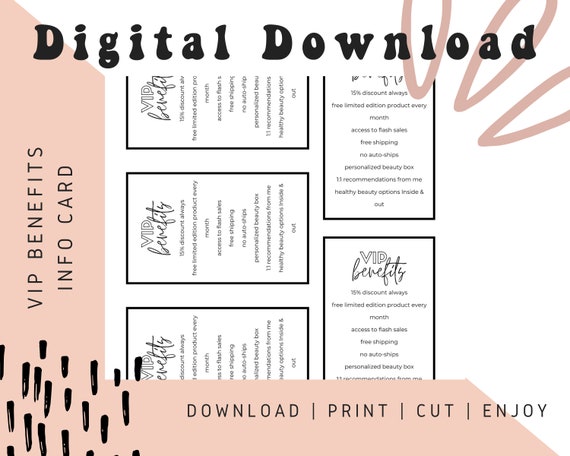 Monat VIP Benefits Info Card VIP Package | Etsy