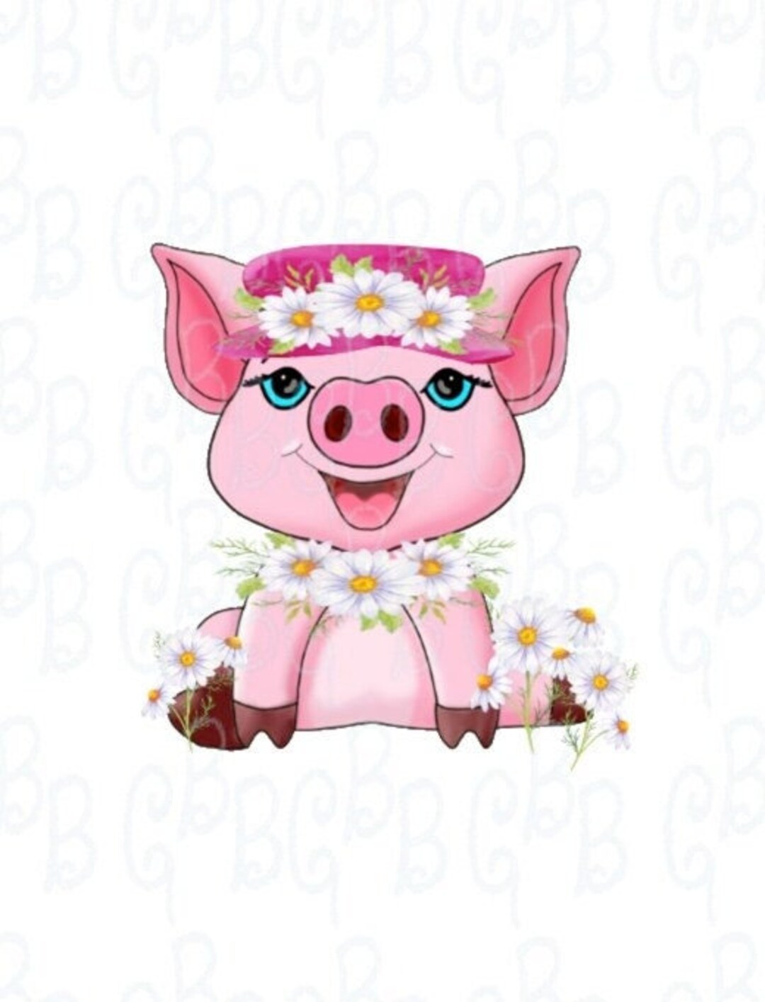 Pink Piggy Daisy Digital Download - Etsy