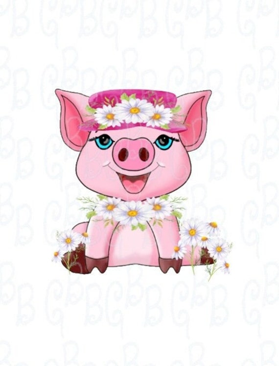 Pink Piggy Daisy Digital Download | Etsy