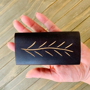Small Black Jewelry Box 2”x4”, Jewelry Box Carved With Leaves, Keepsake ...