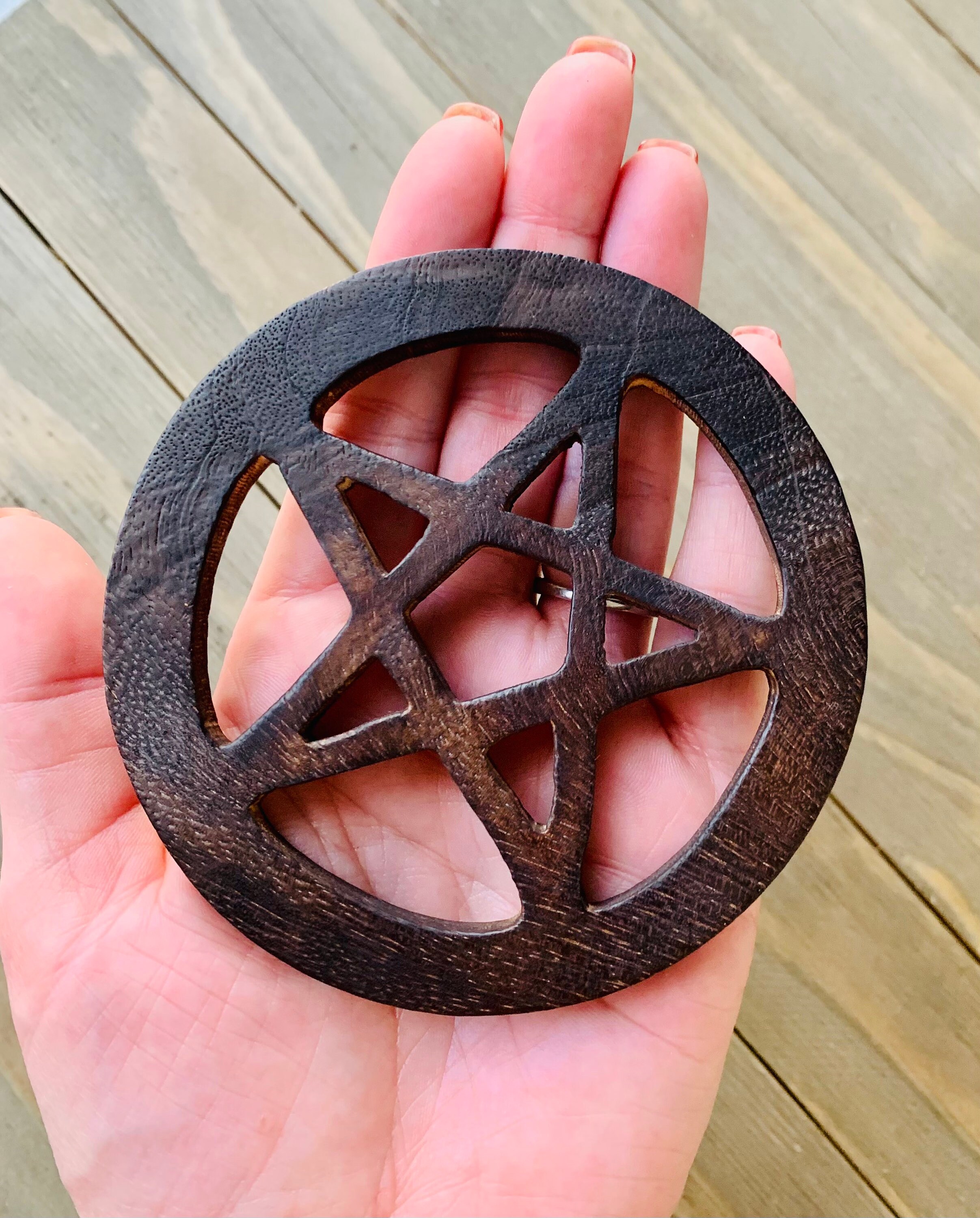 Pentagram Altar Tile 4”, Wooden Altar Tile, Pentagram Wall Decor ...