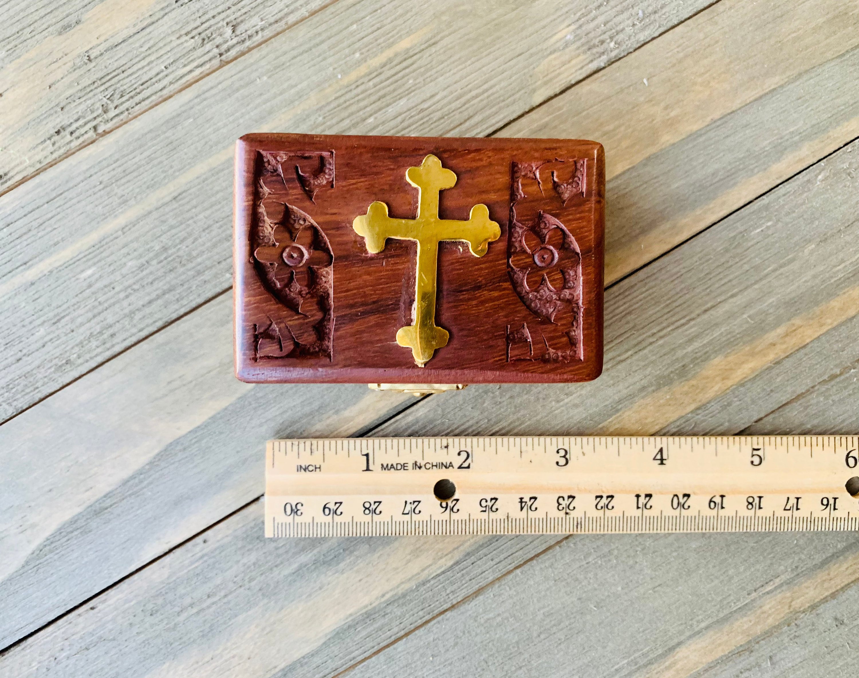 Small Wooden Cross Box 3x2 Brass Inlay Cross Earring Box - Etsy