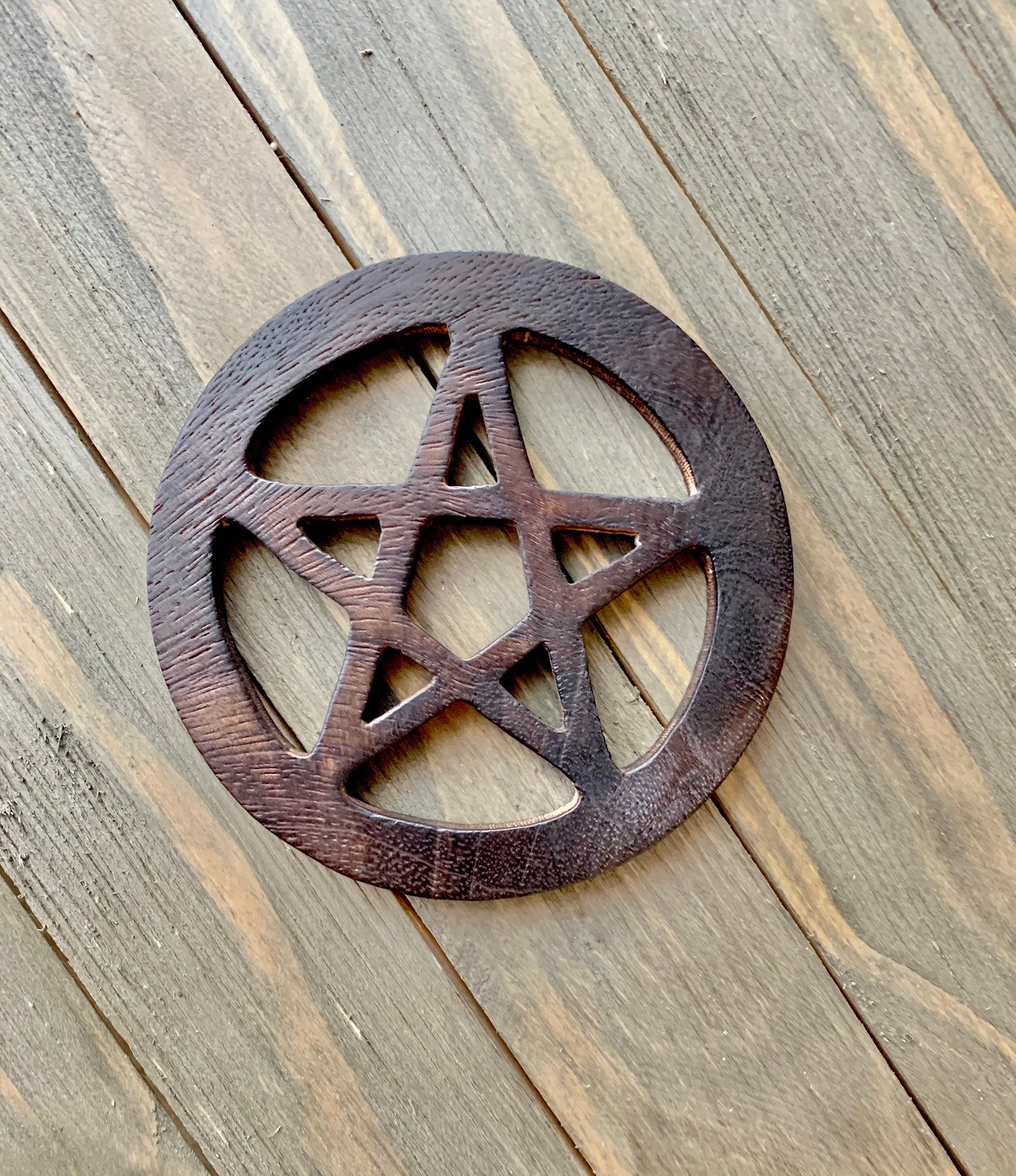 Pentagram Altar Tile 4”, Wooden Altar Tile, Pentagram Wall Decor ...