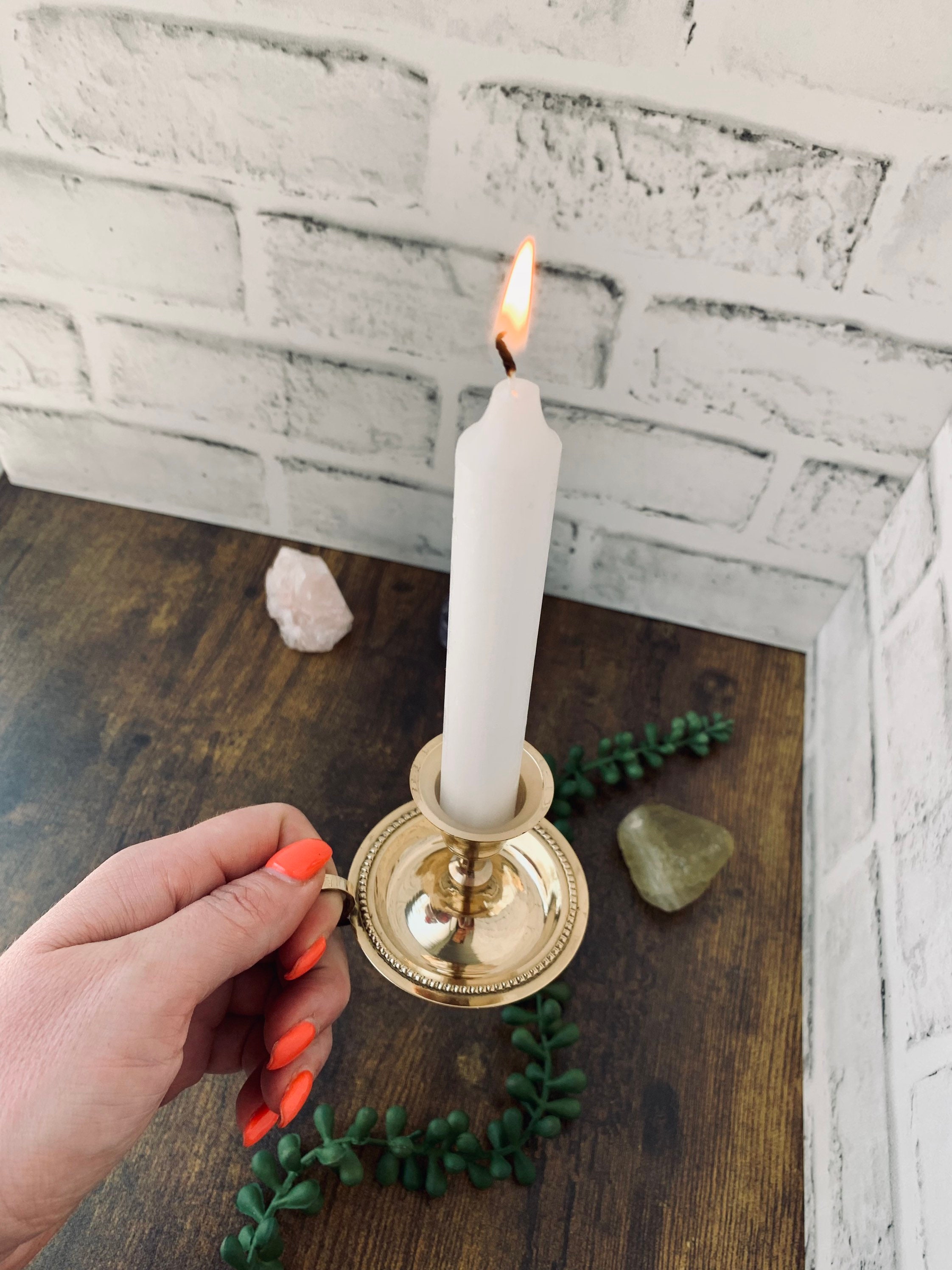 Brass Candlestick Holder With Handle 3", Candle Holder, Chamber ...