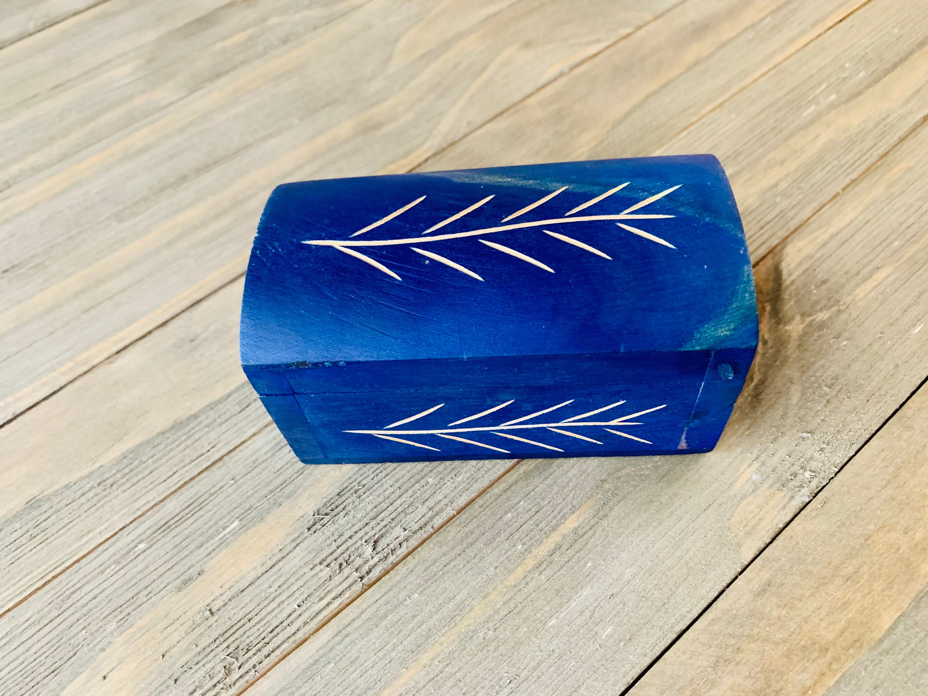 Small Blue Carved Wooden Box 2x4 Blue Jewelry Box Carved - Etsy