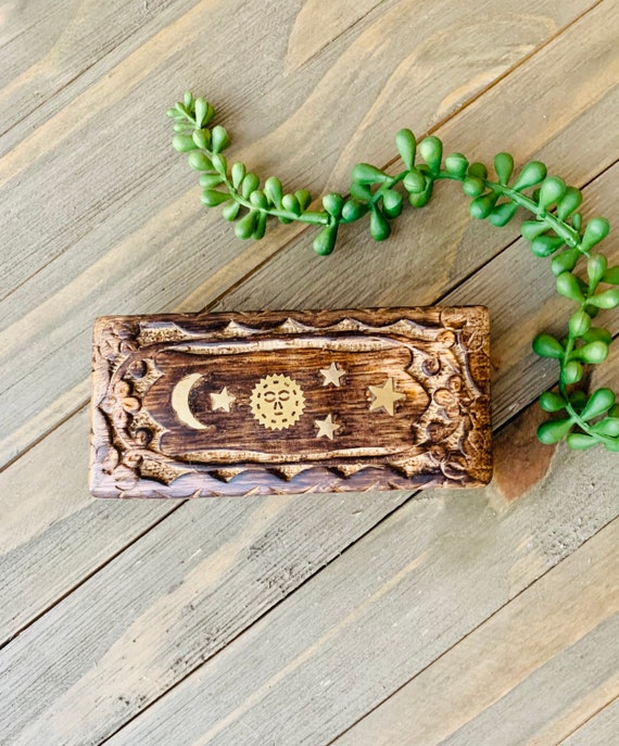 Small Celestial Inlay Jewelry Box 5.5x2brass Inlay Floral | Etsy