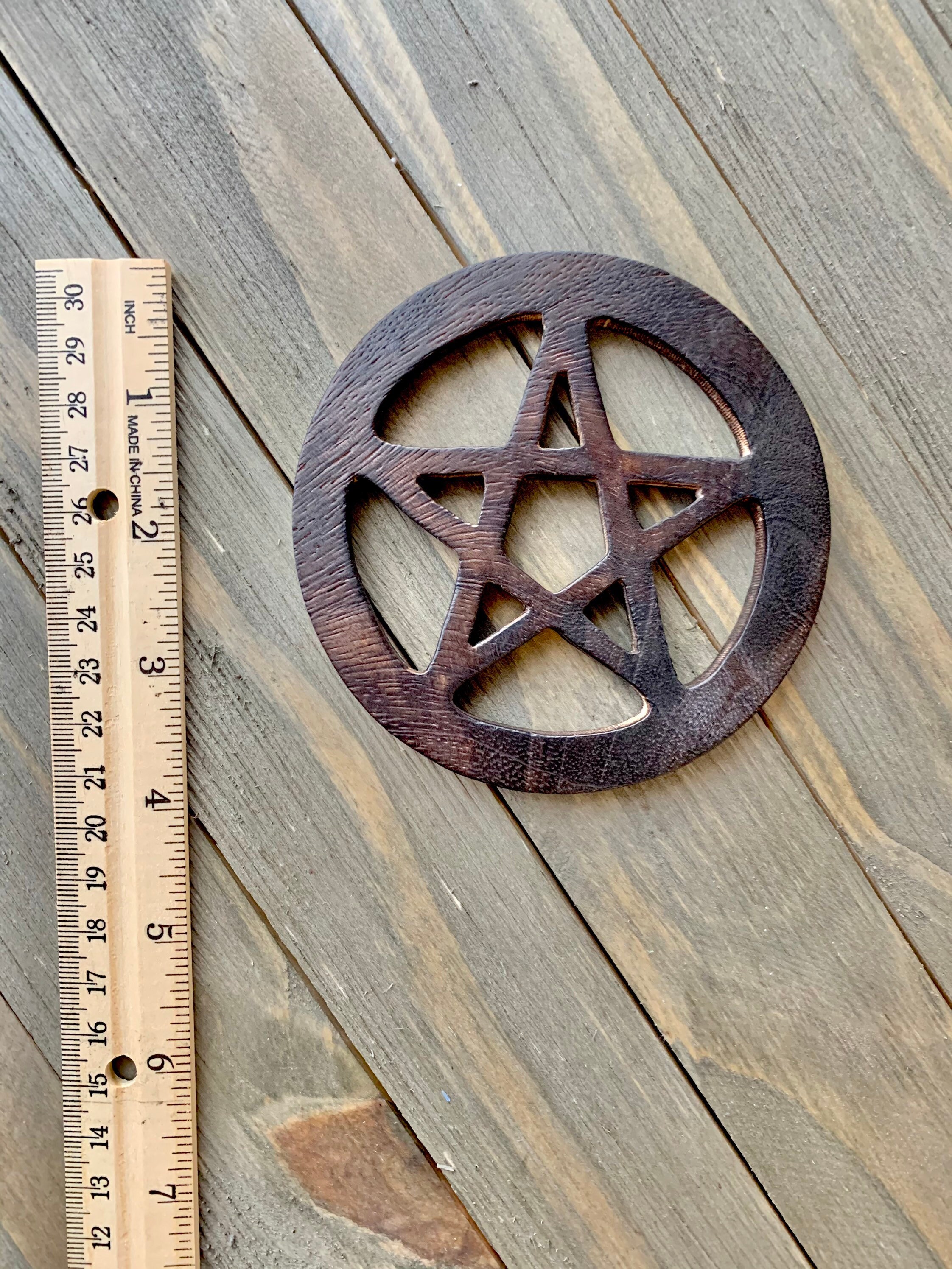 Pentagram Altar Tile 4”, Wooden Altar Tile, Pentagram Wall Decor ...