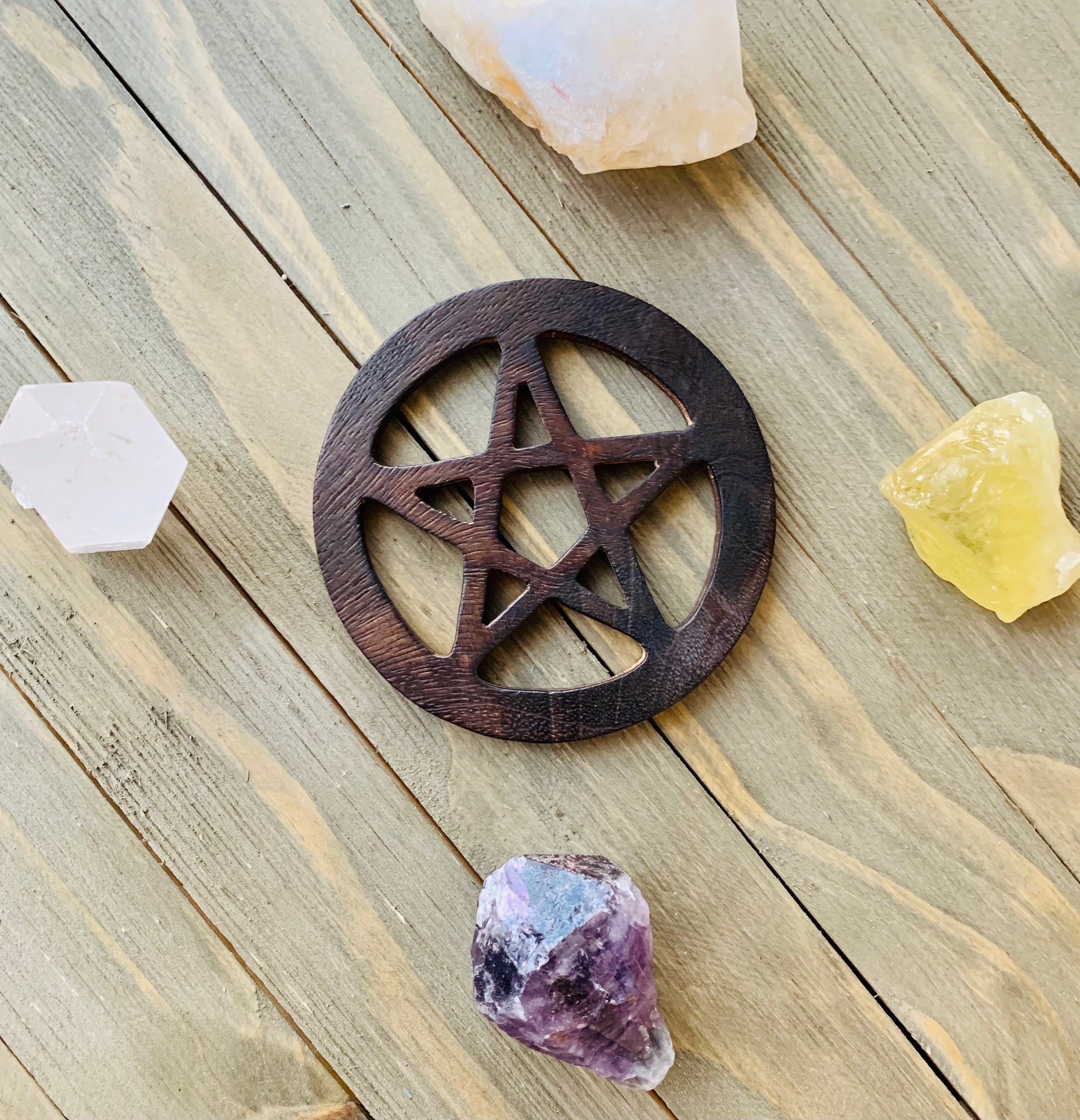 Pentagram Altar Tile 4”, Wooden Altar Tile, Pentagram Wall Decor ...