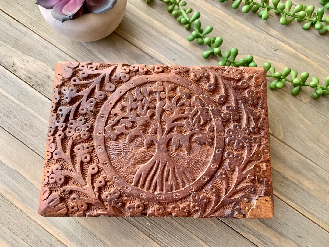 Tree of Life Jewelry Box 7”x5”, Wooden Box, Keepsake Box, Trinket Box ...