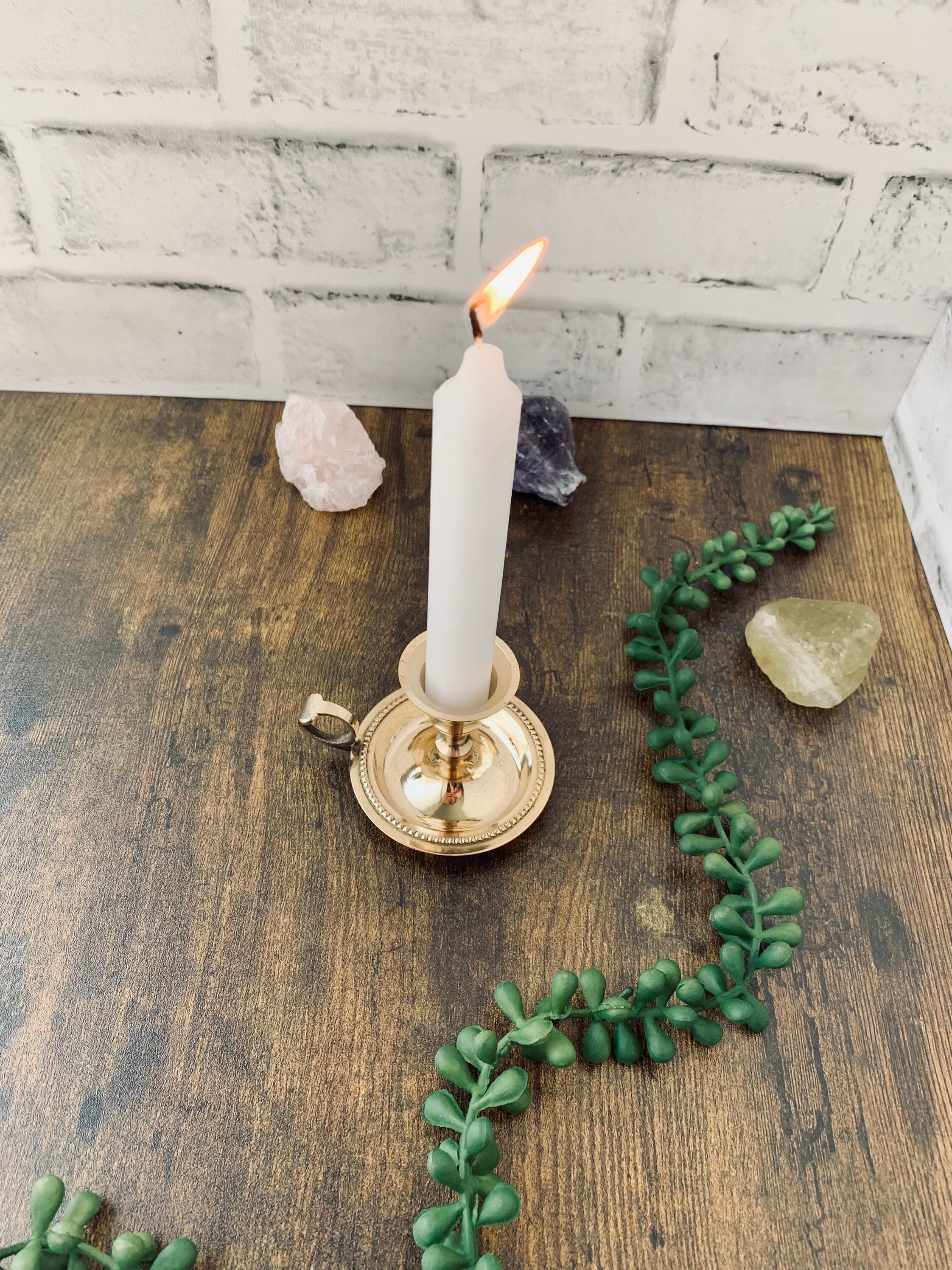 Brass Candlestick Holder With Handle 3", Candle Holder, Chamber Candlestick Holder, Kamini Cone ...