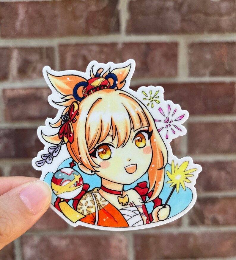 Genshin Impact Yoimiya Vinyl Sticker Cute Anime Kawaii Chibi - Etsy