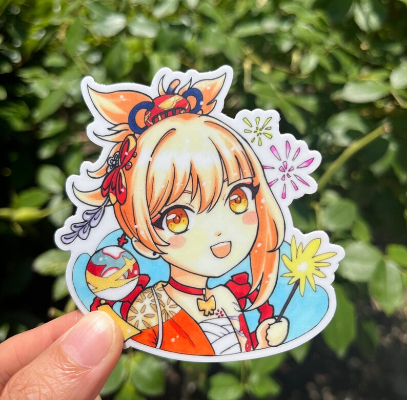 Genshin Impact Yoimiya Vinyl Sticker Cute Anime Kawaii Chibi - Etsy