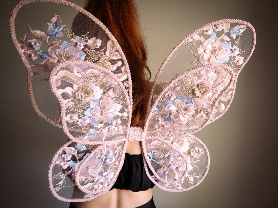 Adult Extra Large Floral Embroidery Fairy Wings Hand Crafted High ...