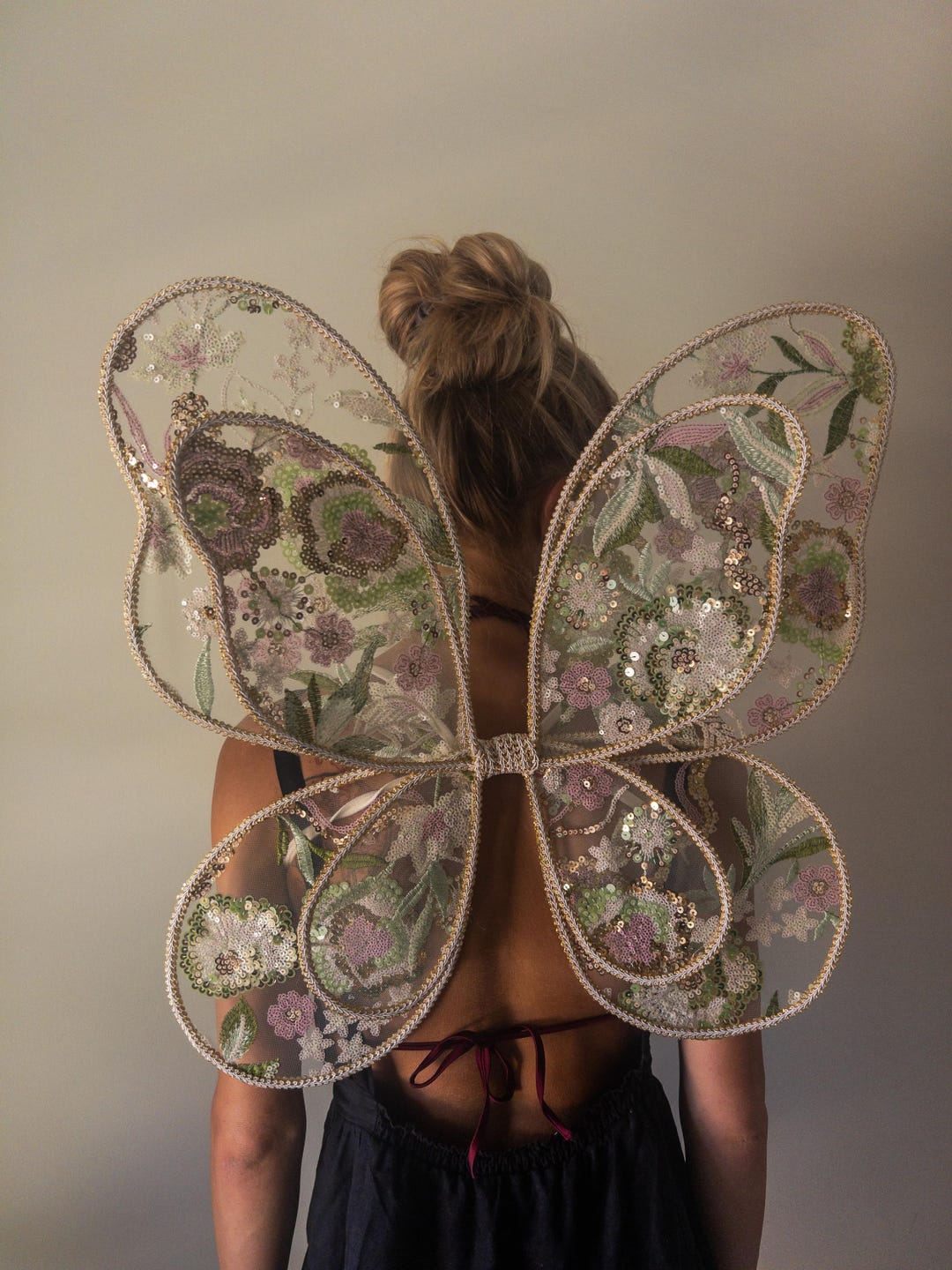 Adult Extra Large Floral Embroidery Fairy Wings Hand Crafted High ...