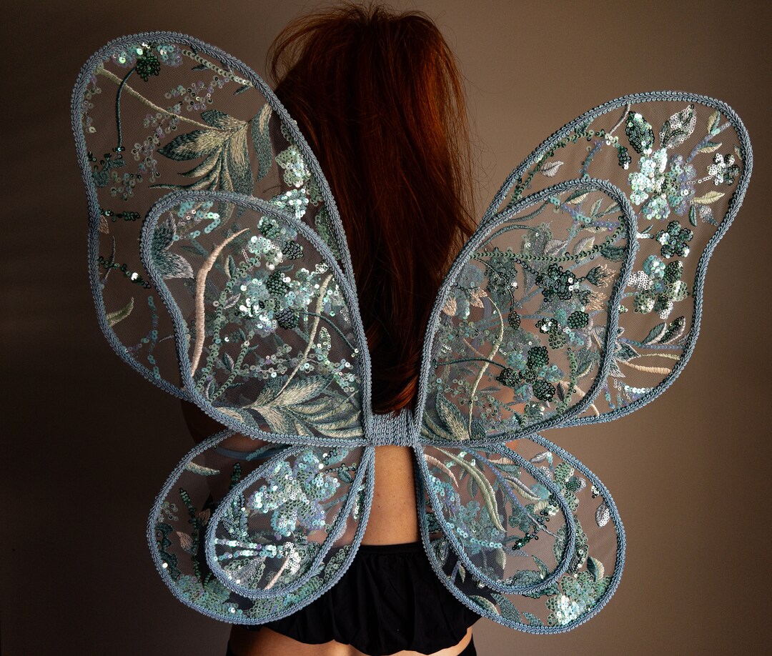 Adult Extra Large Floral Embroidery Fairy Wings Hand Crafted High ...
