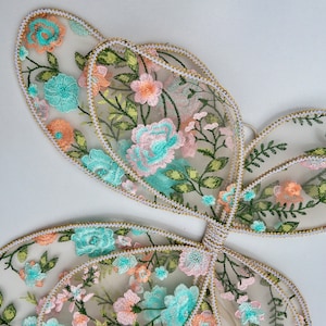 Adult Extra Large Floral Embroidery Fairy Wings Hand Crafted High ...