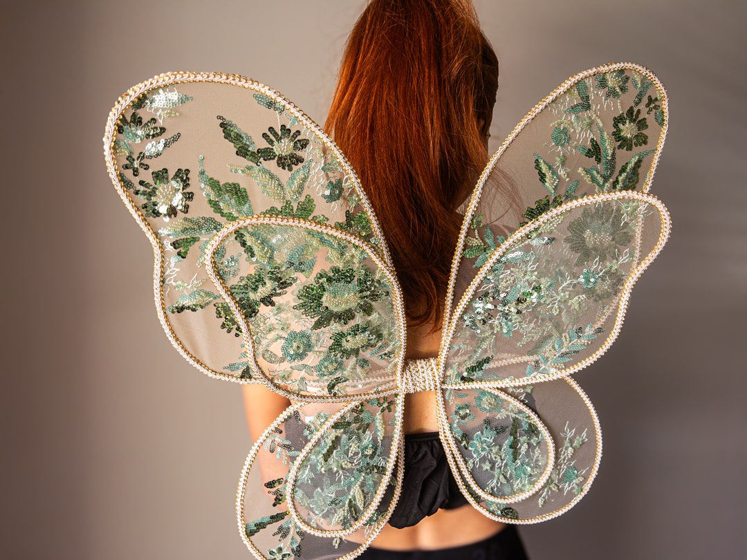 Adult Extra Large Floral Embroidery Fairy Wings Hand Crafted High ...