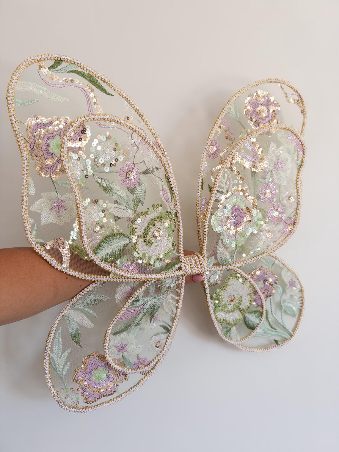 Adult Extra Large Floral Embroidery Fairy Wings Hand Crafted High ...