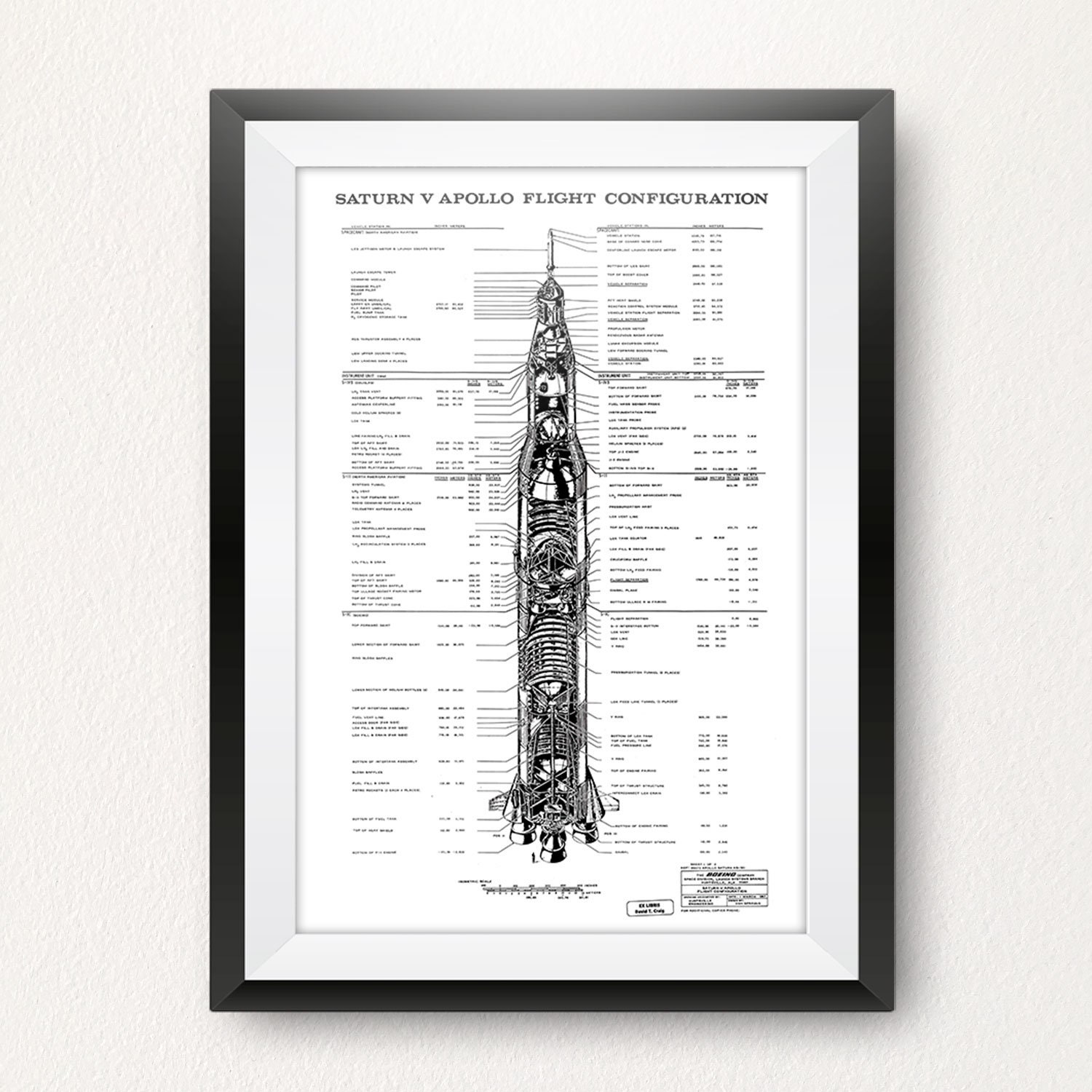 Saturn V Print Saturn Apollo V Blueprint Poster NASA | Etsy