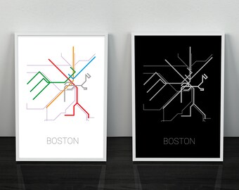 Boston Subway Map | Etsy