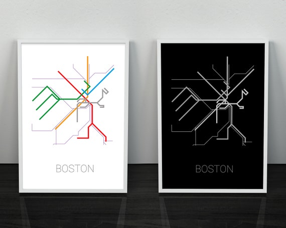 Boston Subway Map Poster Boston Tube Map Transit Map | Etsy